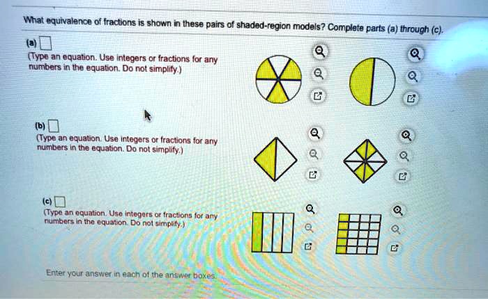 SOLVED:What equivalance of fractions is shown in these pairs of shaded ...