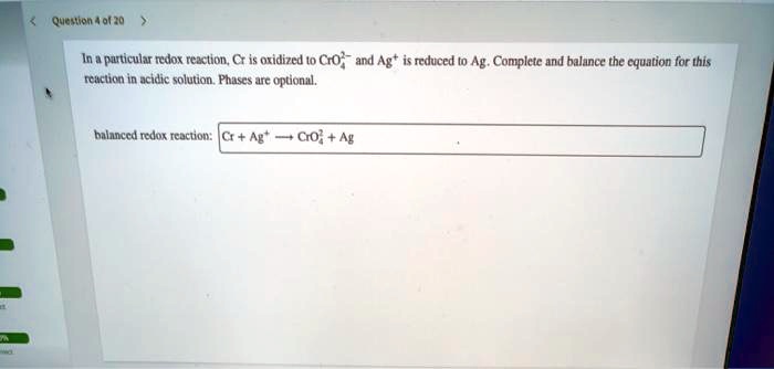SOLVED: Question 4 0/30 In a particular redox reaction, C is oxidized ...