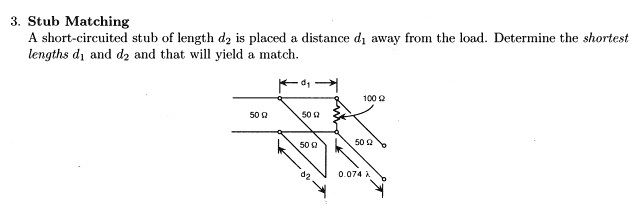 SOLVED: A short-circuited stub length d2 is placed a distance d1 away ...