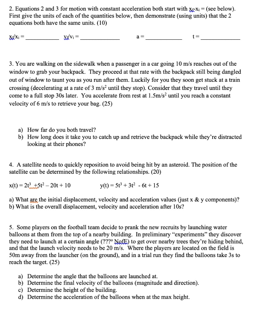 2 equations 2 and 3 for motion with constant acceleration both start ...