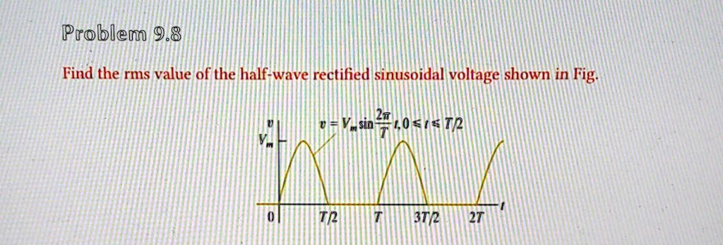 Problem 9.8 Find the rms value of the half-wave rectified sinusoidal ...