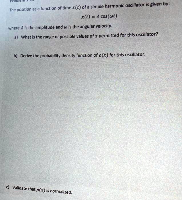 SOLVED: The position as a function of time x(t) of a simple harmonic ...