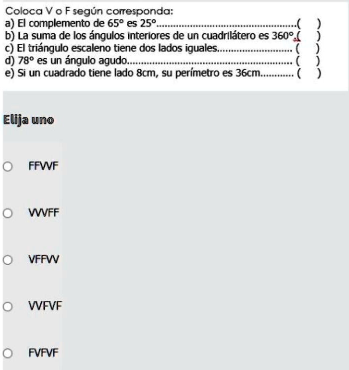 SOLVED: DOY CORONA AYUDAAAA Coloca V 0 F según corresponda: a) El ...