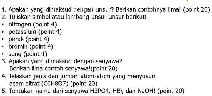 SOLVED: tolong kak yang jago kimia mana nih.... 15 Point Jangan asal ... SOLVED: tolong kak yang jago kimia mana nih.... 15 Point Jangan asal ...