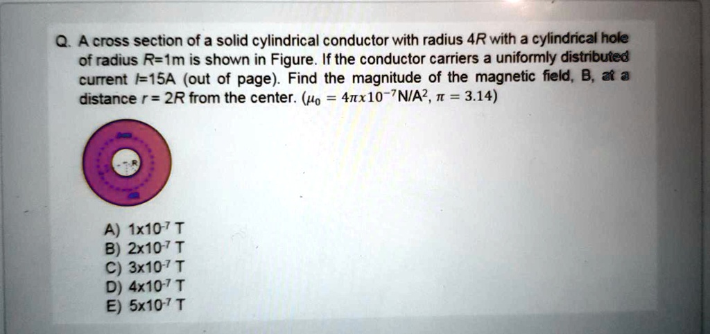 a cross section of a solid cylindrical conductor with radius 4r with a ...