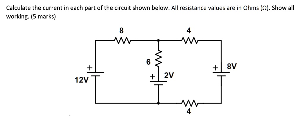 SOLVED: Calculate the current in each part of the circuit shown below. All resistance values are ...