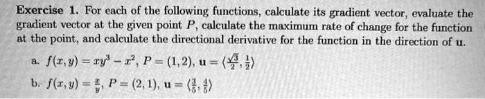 show all work exercise 1 for each of the following functions calculate ...