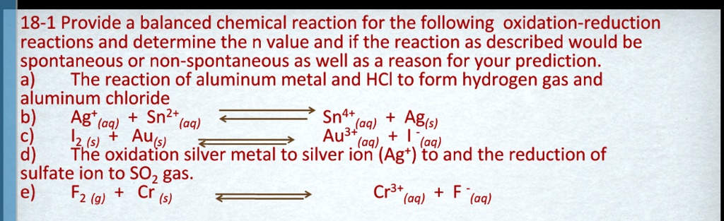 SOLVED: Can you please explain how to balance the equations 18-1 ...