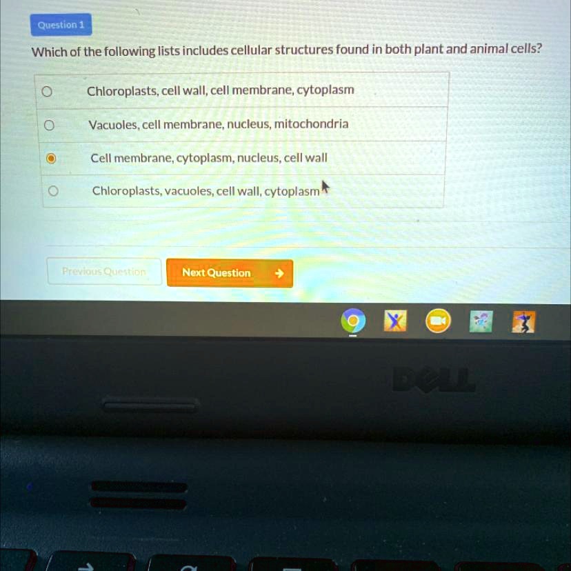 question 1 which of the following lists includes cellular structures ...