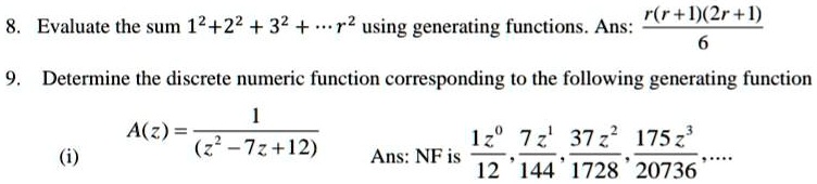 Determine The Discrete Numeric Function Corresponding To The Following