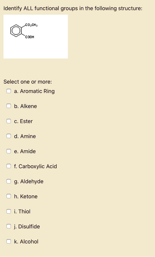 identify all functional groups in the following structure coch cooh select one or more a ...