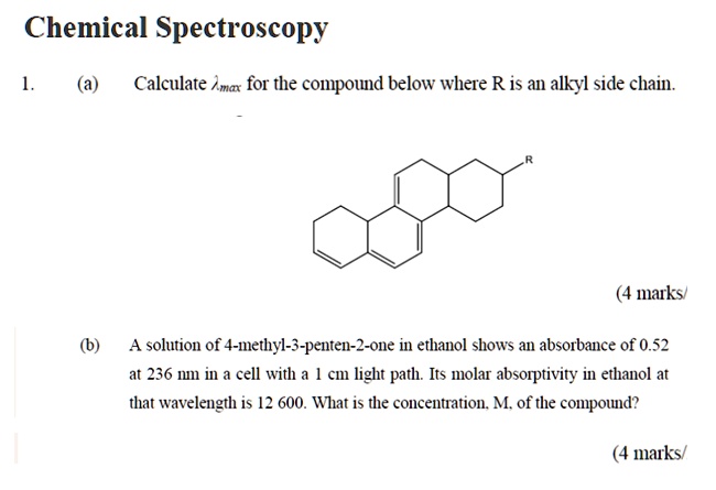 SOLVED: Chemical Spectroscopy Calculation - Maximum Absorbance for ...