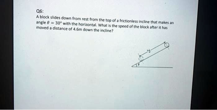 SOLVED:Q6: block slides down from rest " from angle 0 the top of a frictionless 30" with the ...