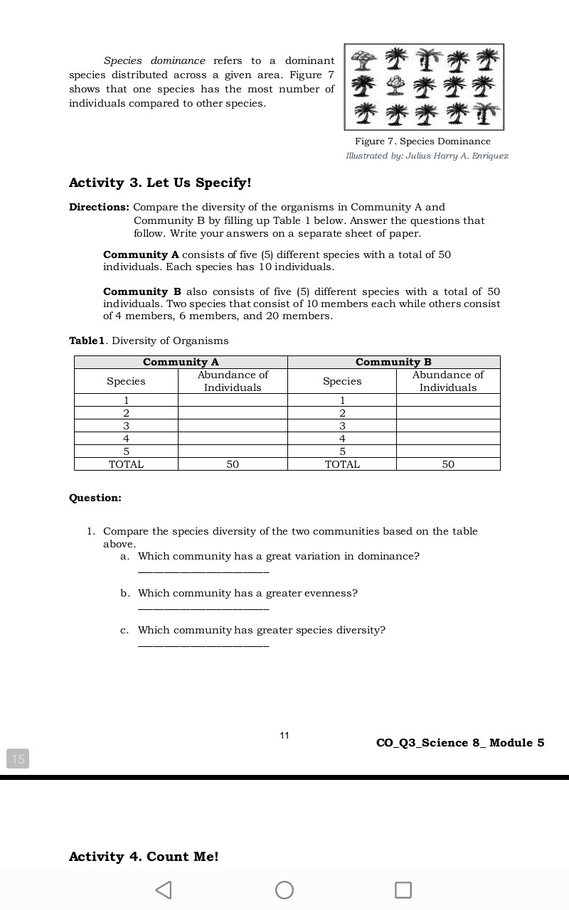 SOLVED: Species dominance refers to a dominant species distributed ...