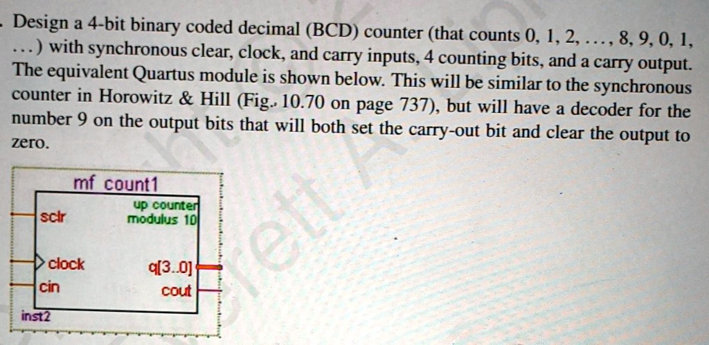 Solved Design A 4 Bit Binary Coded Decimal Bcd Counter That Counts 0 1 2 8 9 0 1 With
