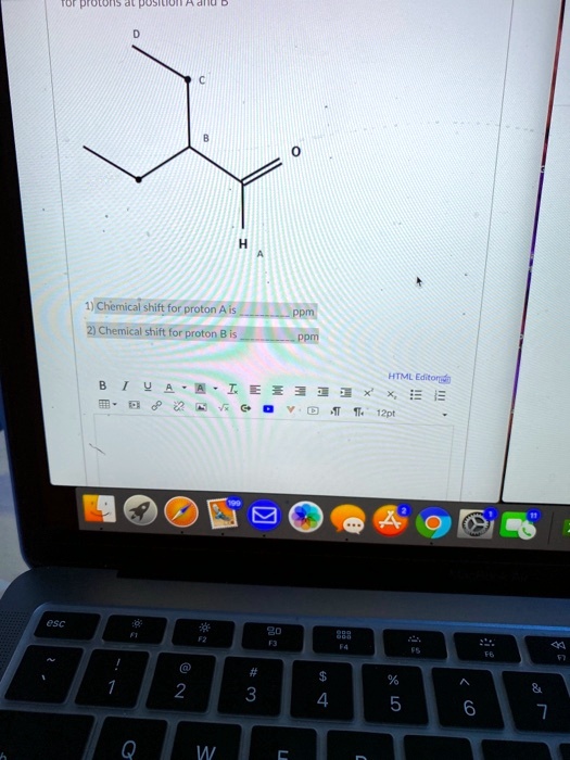 SOLVED: Chemical shift for proton A is ppm. Chemical shift for proton B ...