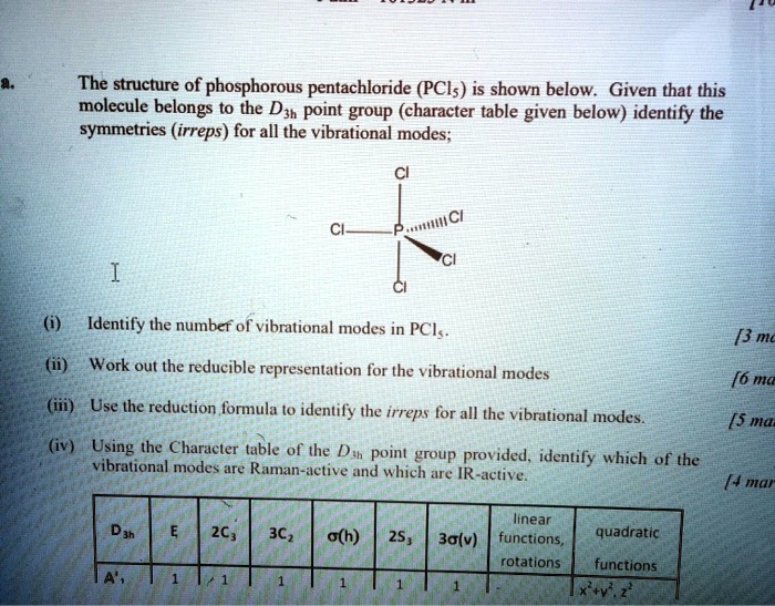 SOLVED: The structure of phosphorous pentachloride (PCl5) is shown ...