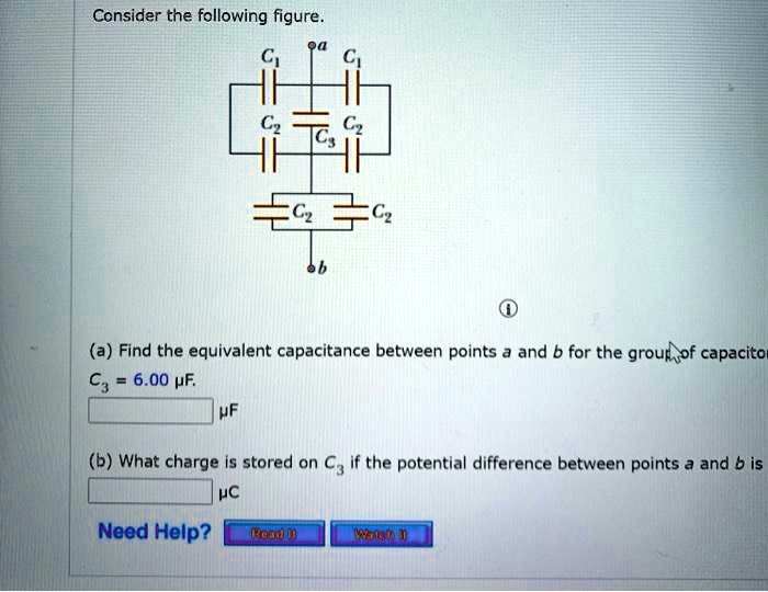SOLVED: Consider the following figure (a) Find the equivalent capacitance between points and b ...