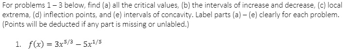 for problems 1 3 below finc a all the critical values p the intervals ...