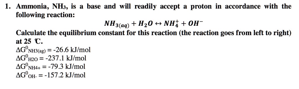 1 ammonia nh3 is a base and will readily accept proton in accordance ...