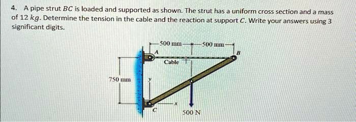 4. A pipe strut BC is loaded and supported as shown. The strut has a ...