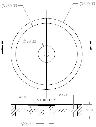 SOLVED: For the flywheel shown below made of cast iron (ρ = 7.874 g/cm3 ...