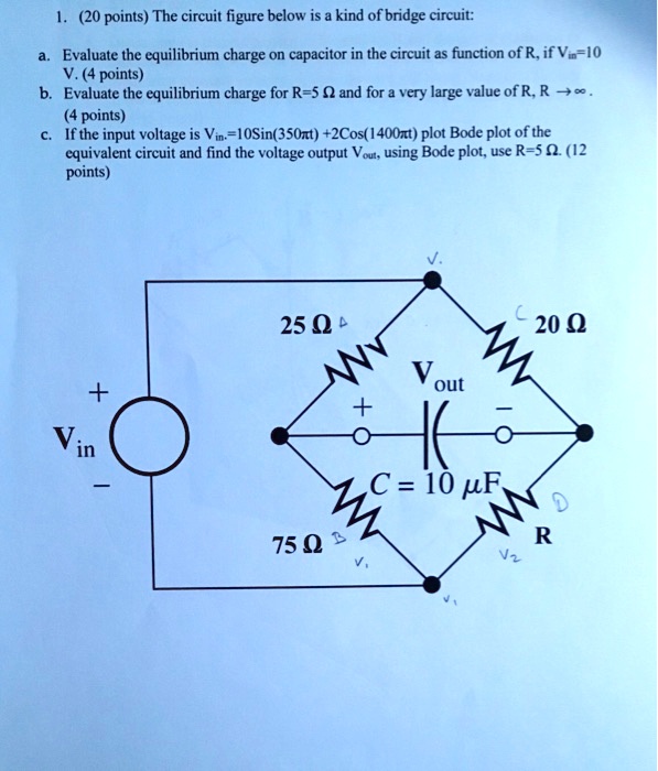 120 pointsthe circuit figure below is a kind of bridge circuit a evaluate the equilibrium charge ...