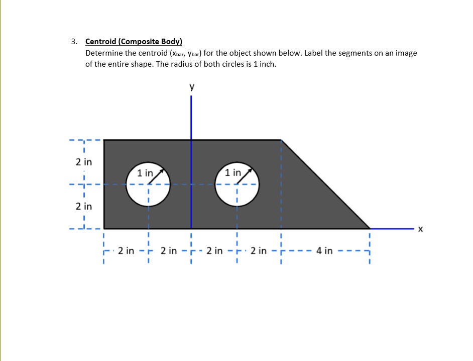 SOLVED: Centroid (Composite Body) Determine the centroid (x-bar, y-bar) for the object shown ...