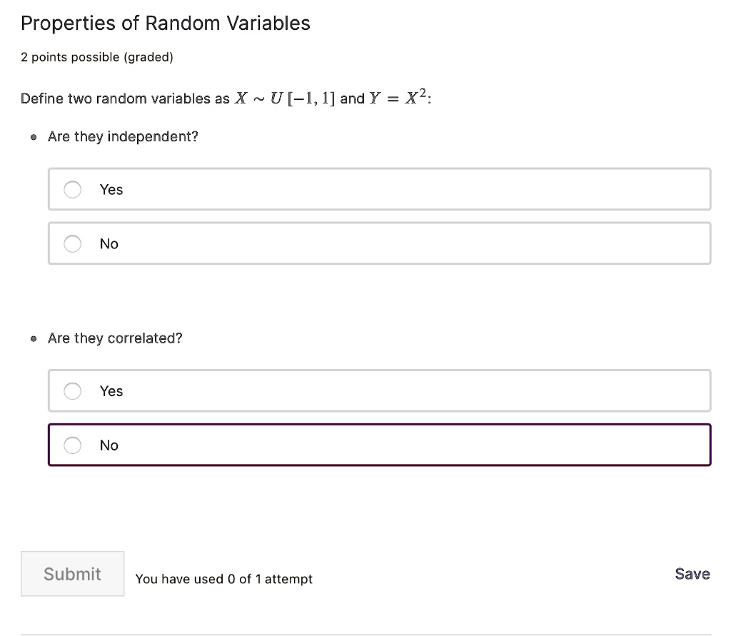 Solved Properties Of Random Variables 2 Points Possible Graded 0034
