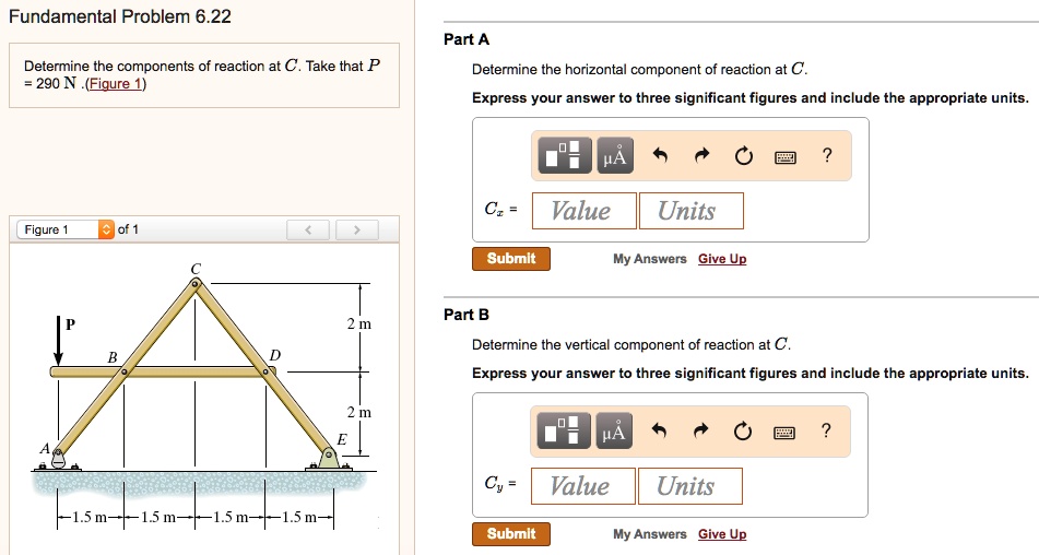 SOLVED: Part A Determine the components of reaction at C. Take that P = 290 N. (Figure 1 ...