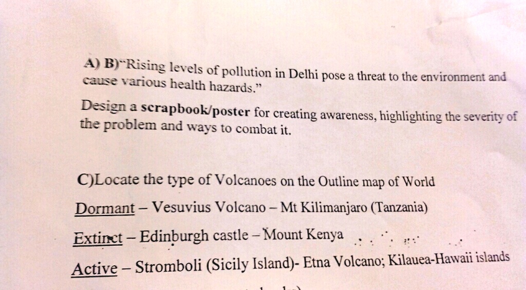 locate the type of volcanoes on the outline map of world 4 b rising ...