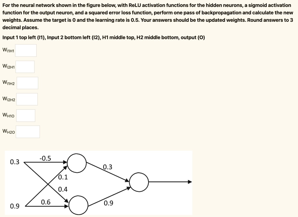 For the neural network shown in the figure below, with ReLU activation ...