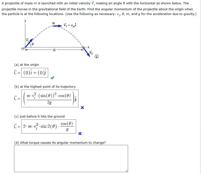 SOLVED: Texts: A projectile of mass m is launched with an initial velocity making an angle θ ...