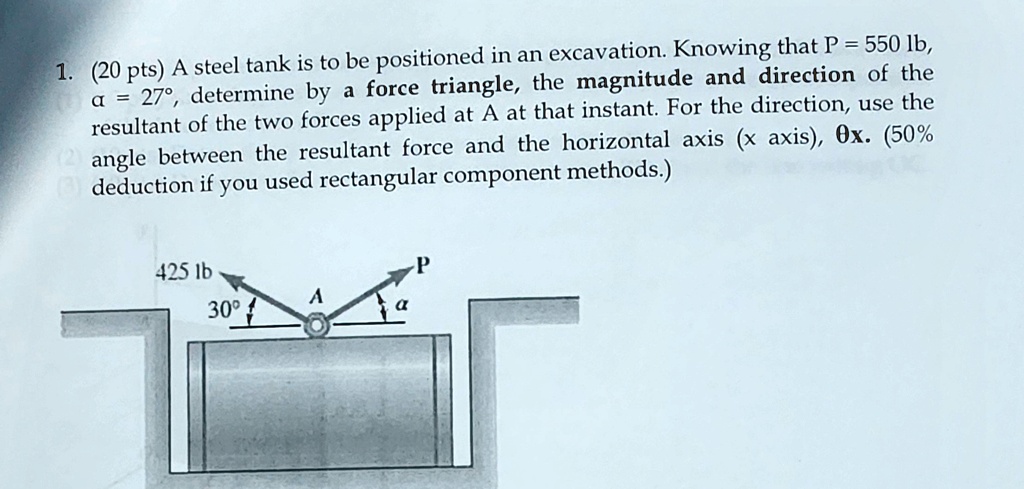[GET ANSWER] 1 20 pts a steel tank is to be positioned in an excavation ...