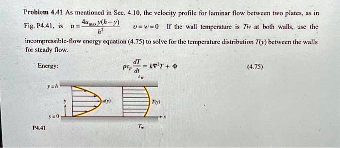 SOLVED: Texts: Problem 4.41 As mentioned in Sec. 4.10, the velocity profile for laminar flow ...