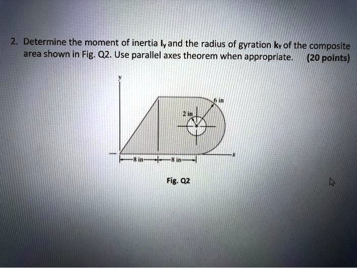 SOLVED: 2. Determine the moment of inertia iy and the radius of ...