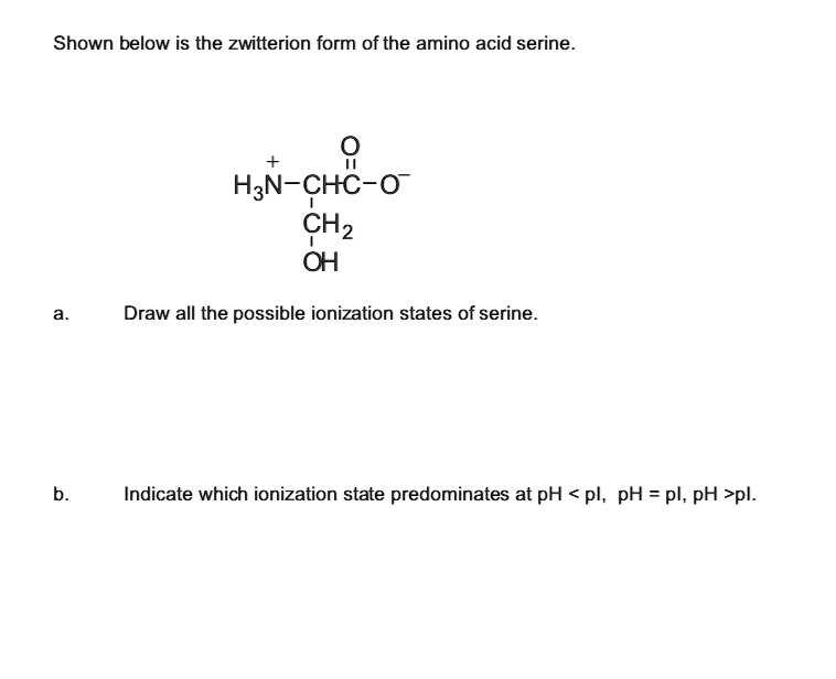 Shown below is the zwitterion form of the amino acid serine: Hâ‚ƒNâ º ...