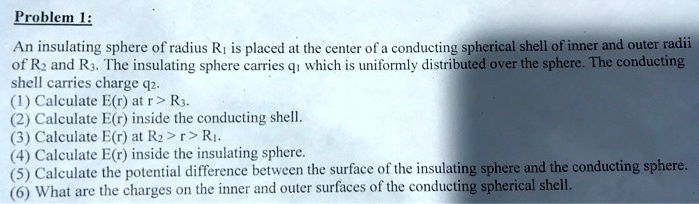 SOLVED: An insulating sphere of radius R is placed at the center of a ...