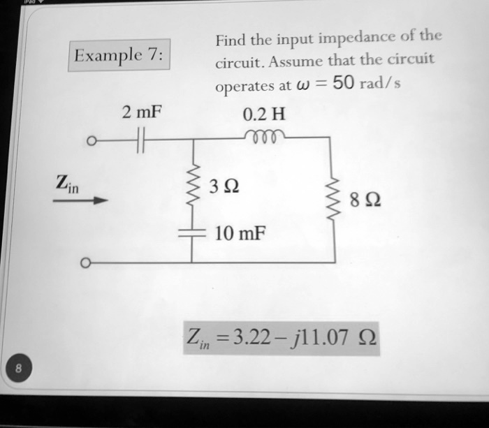 Find the input impedance of the circuit. Assume that the circuit ...