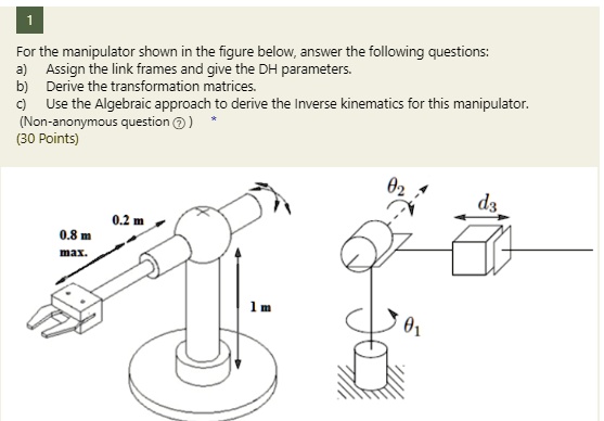 SOLVED: For the manipulator shown in the figure below, answer the following questions: a) Assign ...