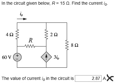 SOLVED: In the circuit given below, R = 15 Î©. Find the current io.