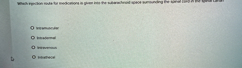 which injection route for medications is given into the subarachnoid ...