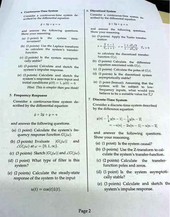 SOLVED: 6 4.Continuous-Time System Consider a continuous-time system de ...