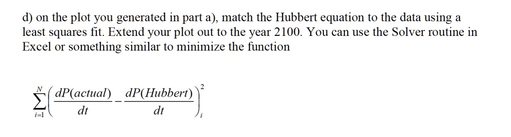 SOLVED:d) on the plot you generated in part a), match the Hubbert ...
