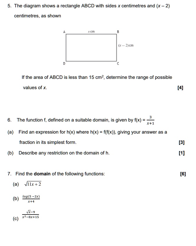 SOLVED: The diagram shows rectangle ABCD with sides X centimetres and ...