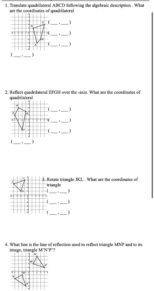 Translate quadrilateral abcd following the algebraic...