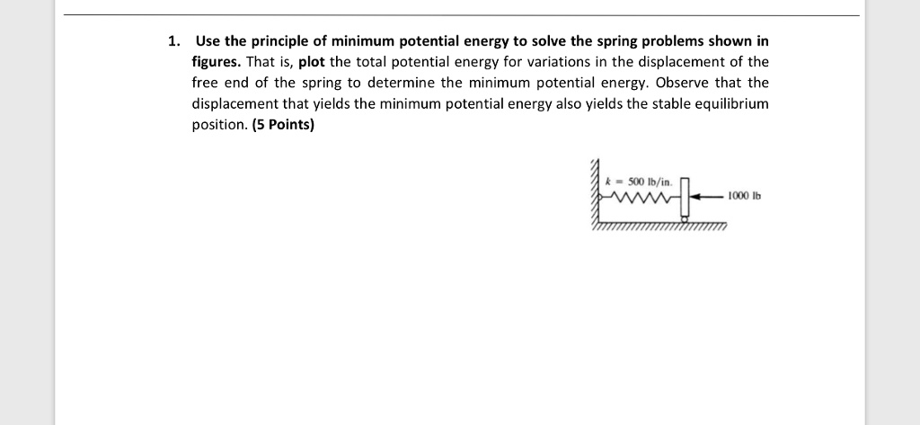 1. Use the principle of minimum potential energy to solve the spring problems shown in figures ...
