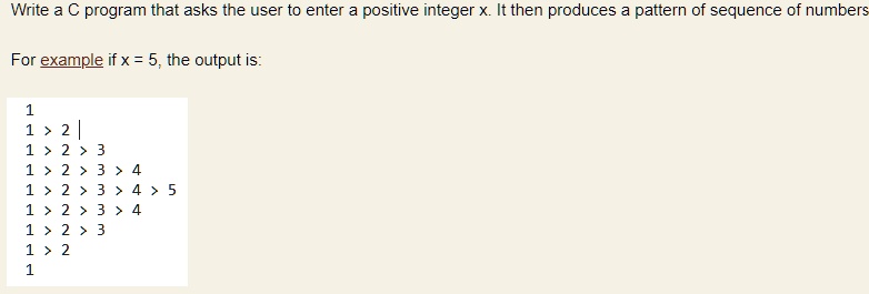 Solved Write C Program That Asks The User To Enter Positive Integer X It Then Produces Pattern