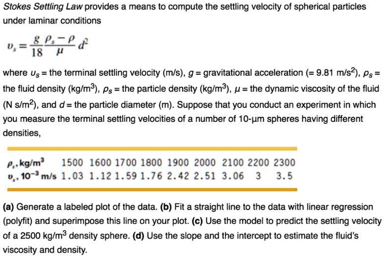 solve using python solve using python stokes settling law provides a means t0 compute the ...