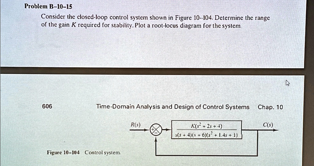 problem b 10 15 consider the closed loop control system shown in figure 10 104 determine the ...